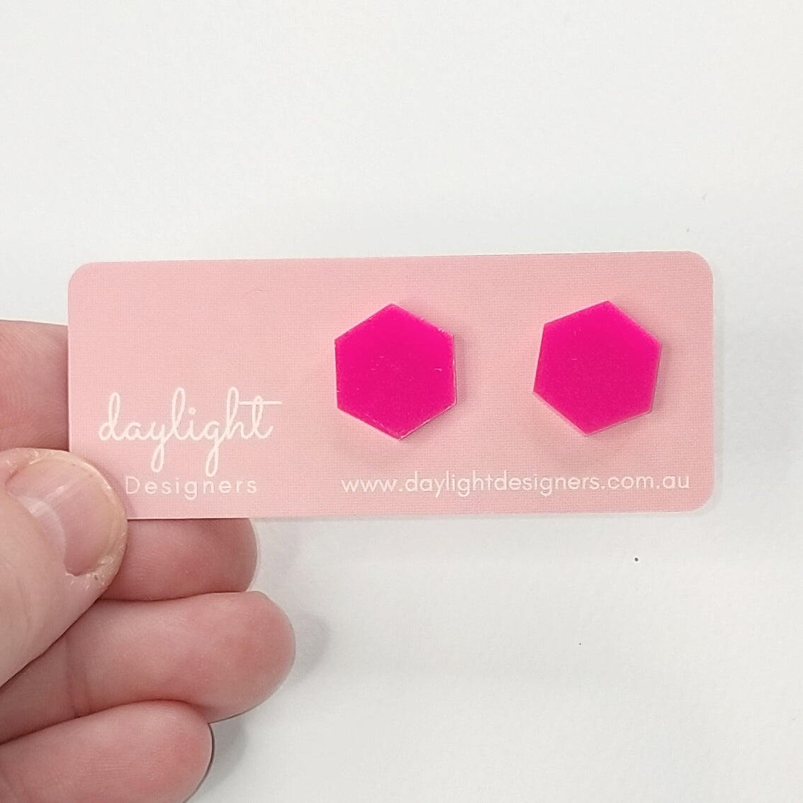 NEON HEXAGON STUDS // 3 COLOURS AVAILABLE – Daylight Designers